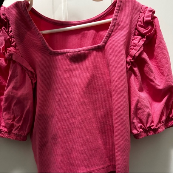 Zara | Shirts & Tops | Zara Hot Pink Puff Sleeve Blouse Size 8 Fits A ...
